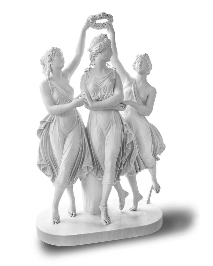 Marble sculpture "The three Graces crowning themselves" - Galleria Bazzanti